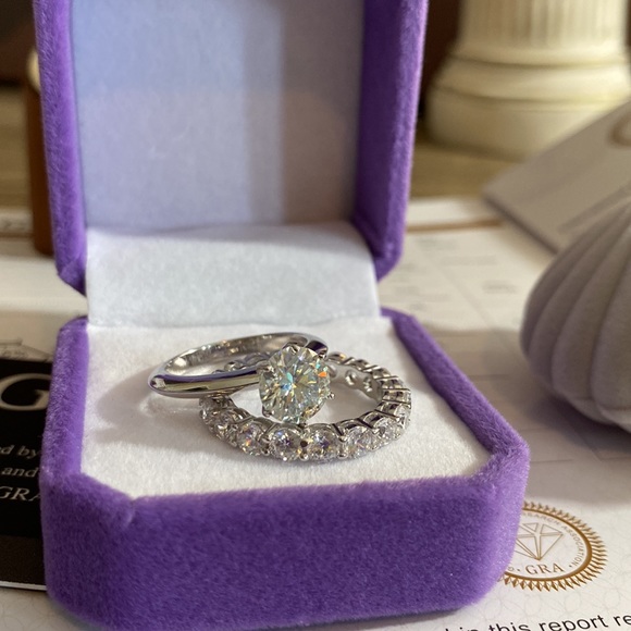 mystic gems | Jewelry | 2ct Gra Moissanite Diamond Rings Platinum New ...
